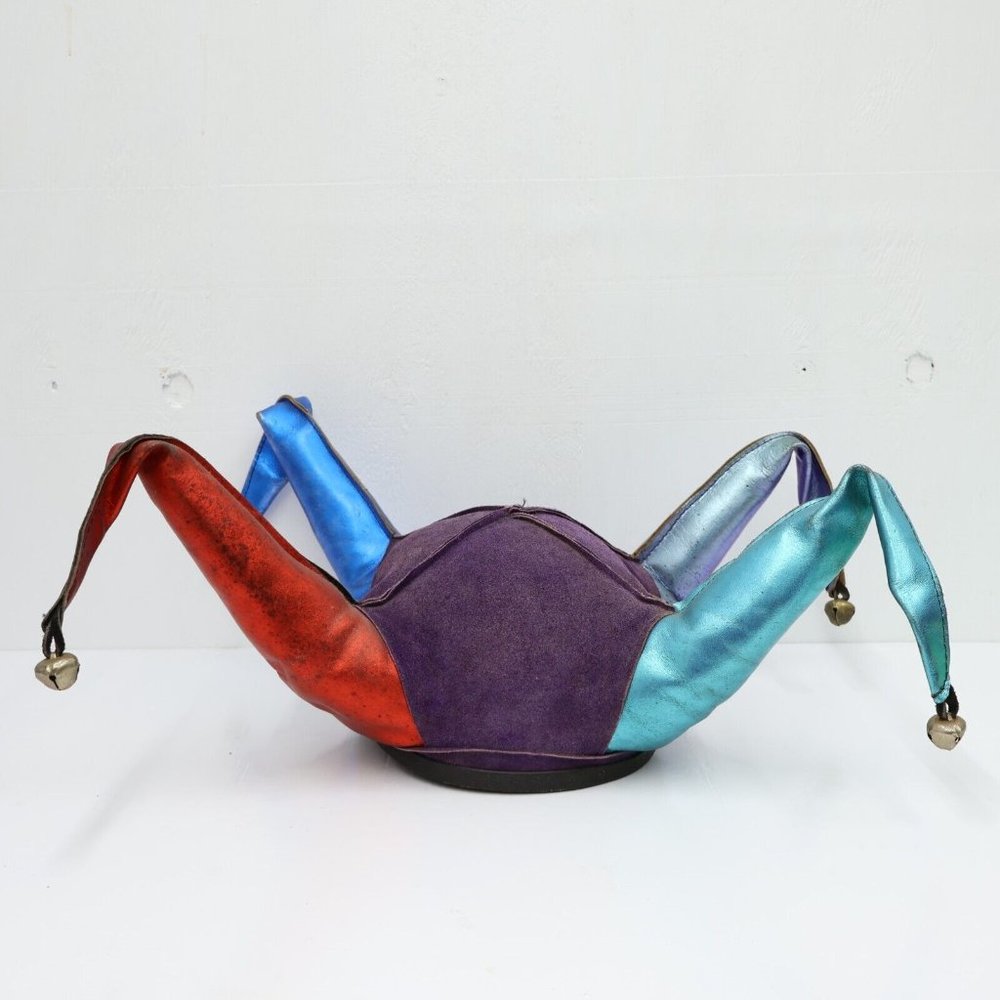 Vintage Jesters Hat Leather Helmet With Bells Hat 4 P… - Gem